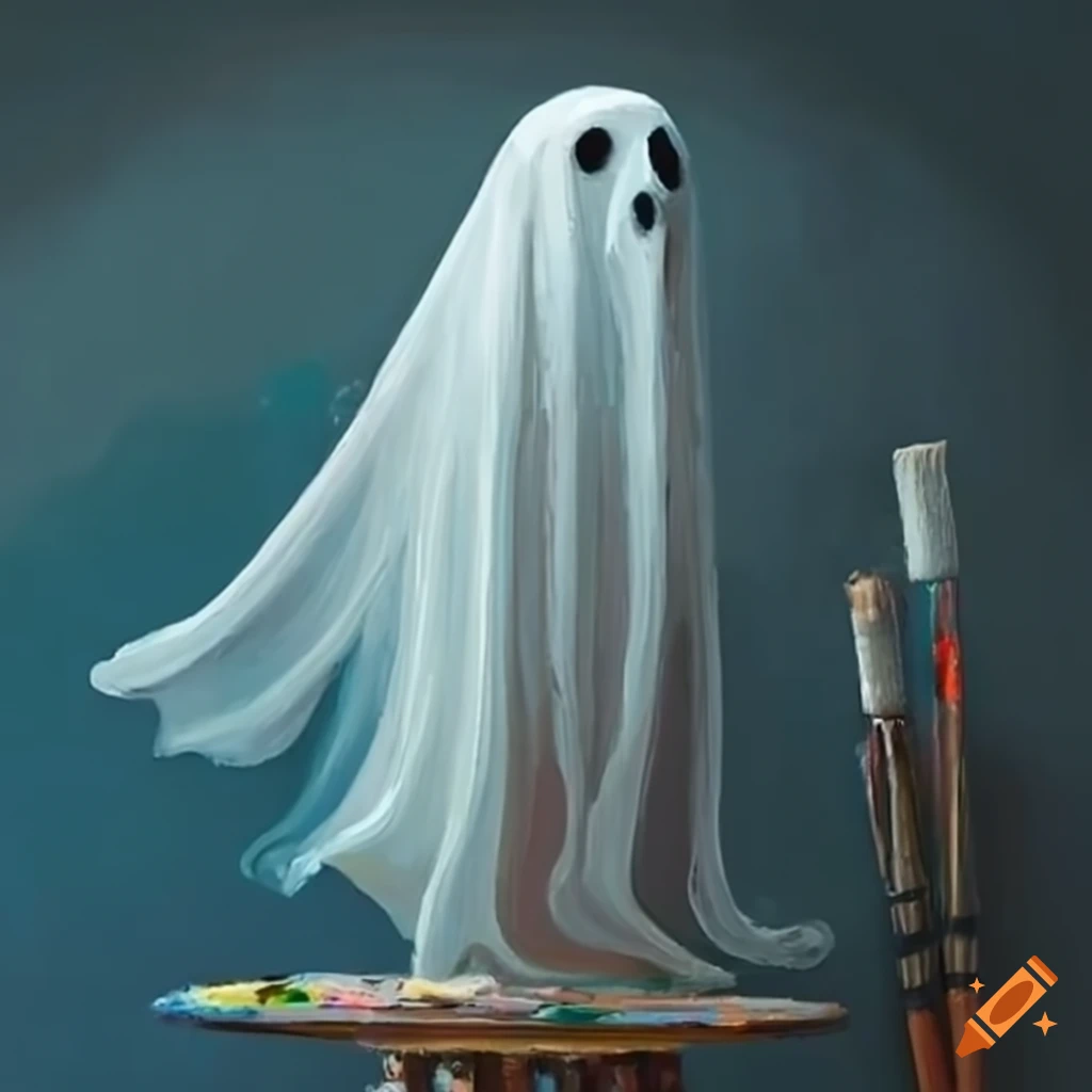 Painting ghost creating art on canvas on Craiyon