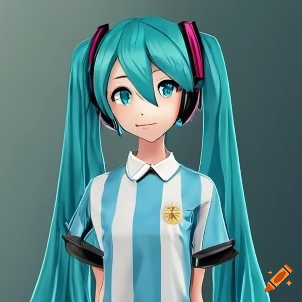 Hatsune miku wearing an argentina shirt