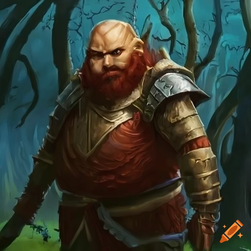 Illustration of a bearded dwarf in ancient Chinese armor on Craiyon