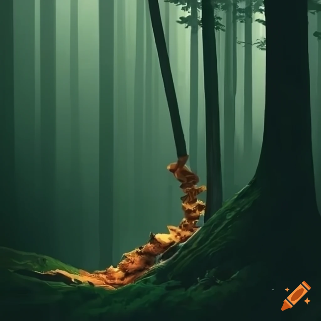 Image of falling trees in a forest on Craiyon