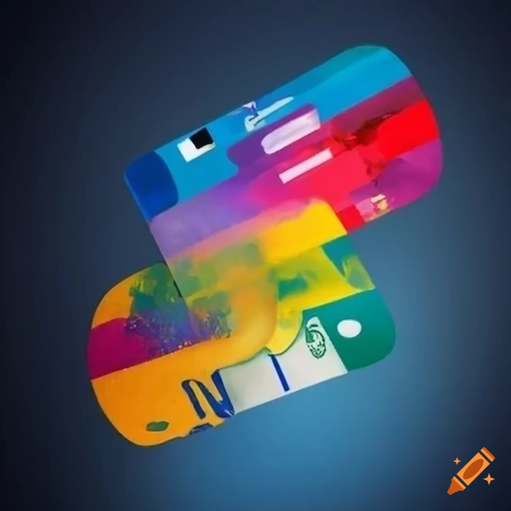 Painting of a credit card transforming into digital currency with visa logo