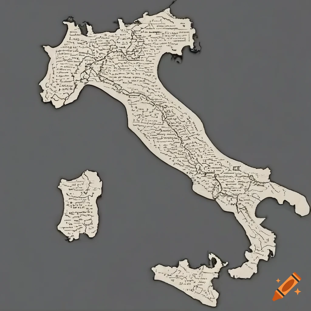 Medieval-style map of italy on Craiyon