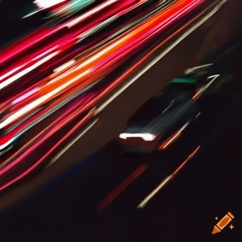 Motion blur of a car racing on a freeway on Craiyon