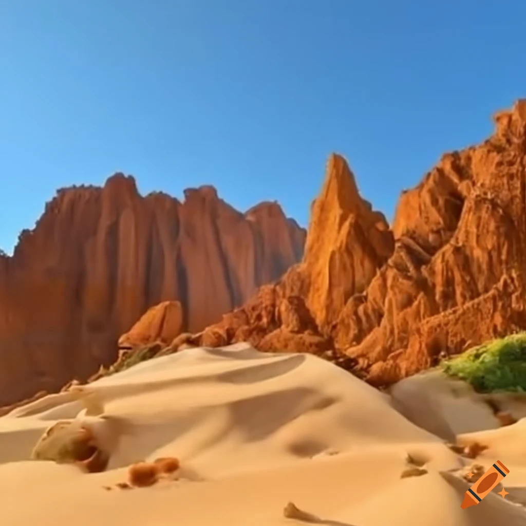 Sahara oasis with water on Craiyon