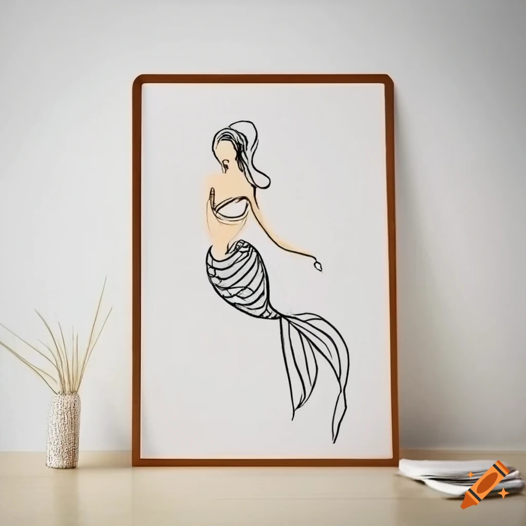 Abstract pencil drawing of a mermaid on Craiyon