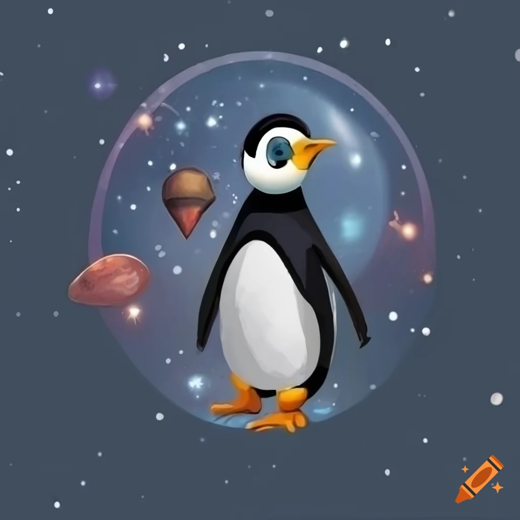 Banner of a penguin in outer space on Craiyon