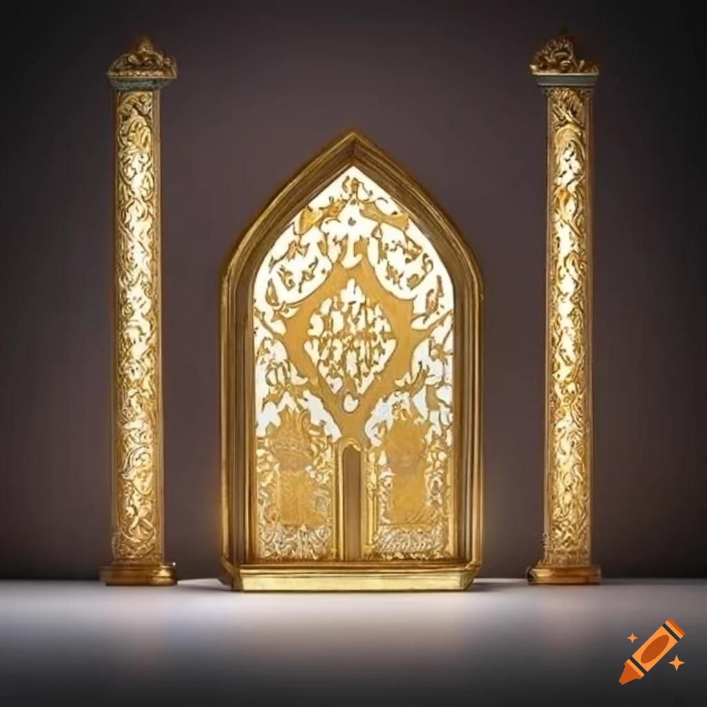 Marble gold altar at an islamic art entrance on Craiyon