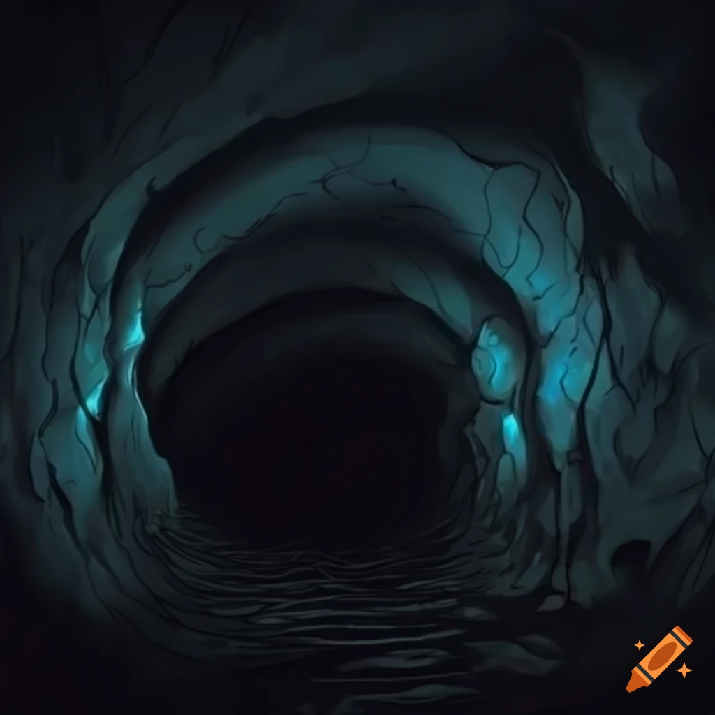 View from the bottom of a deep dark pit on Craiyon