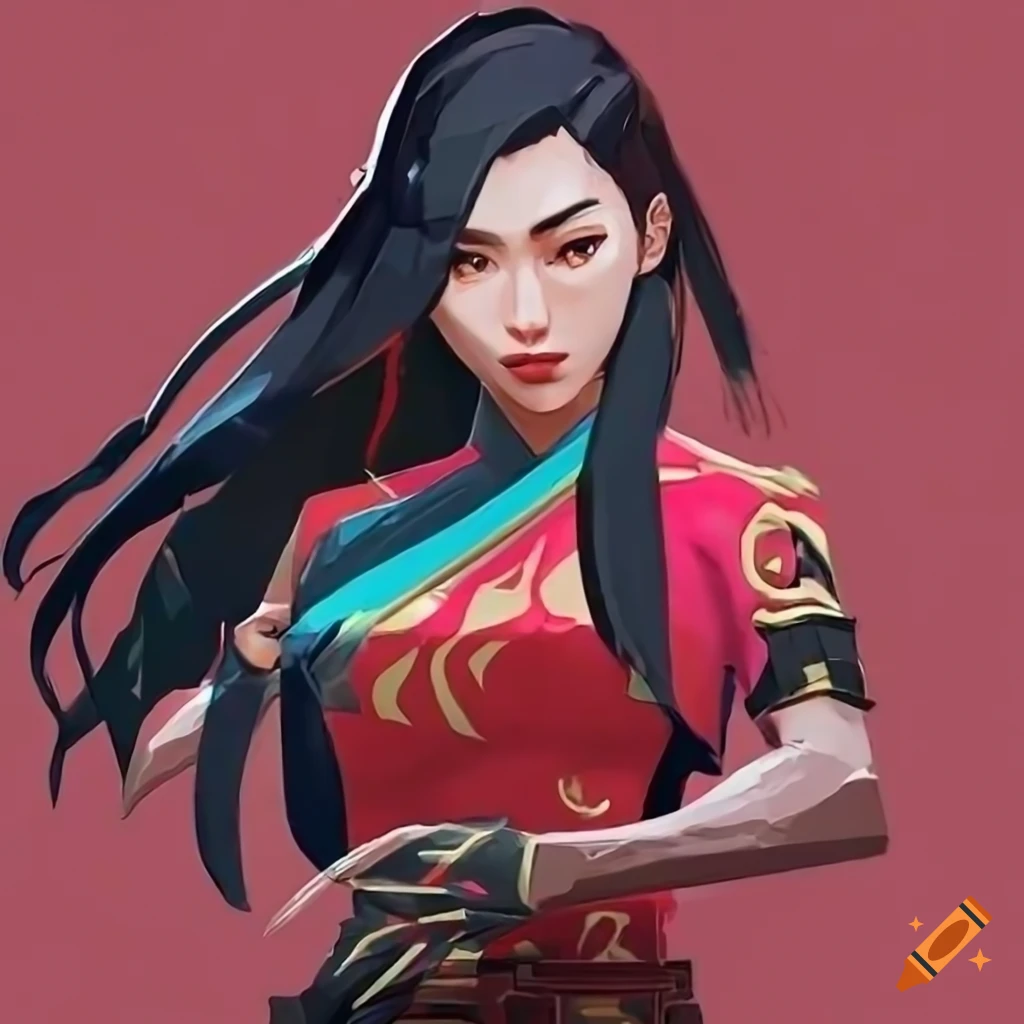 Red and gold ao dai-wearing vietnamese female character in valorant on ...