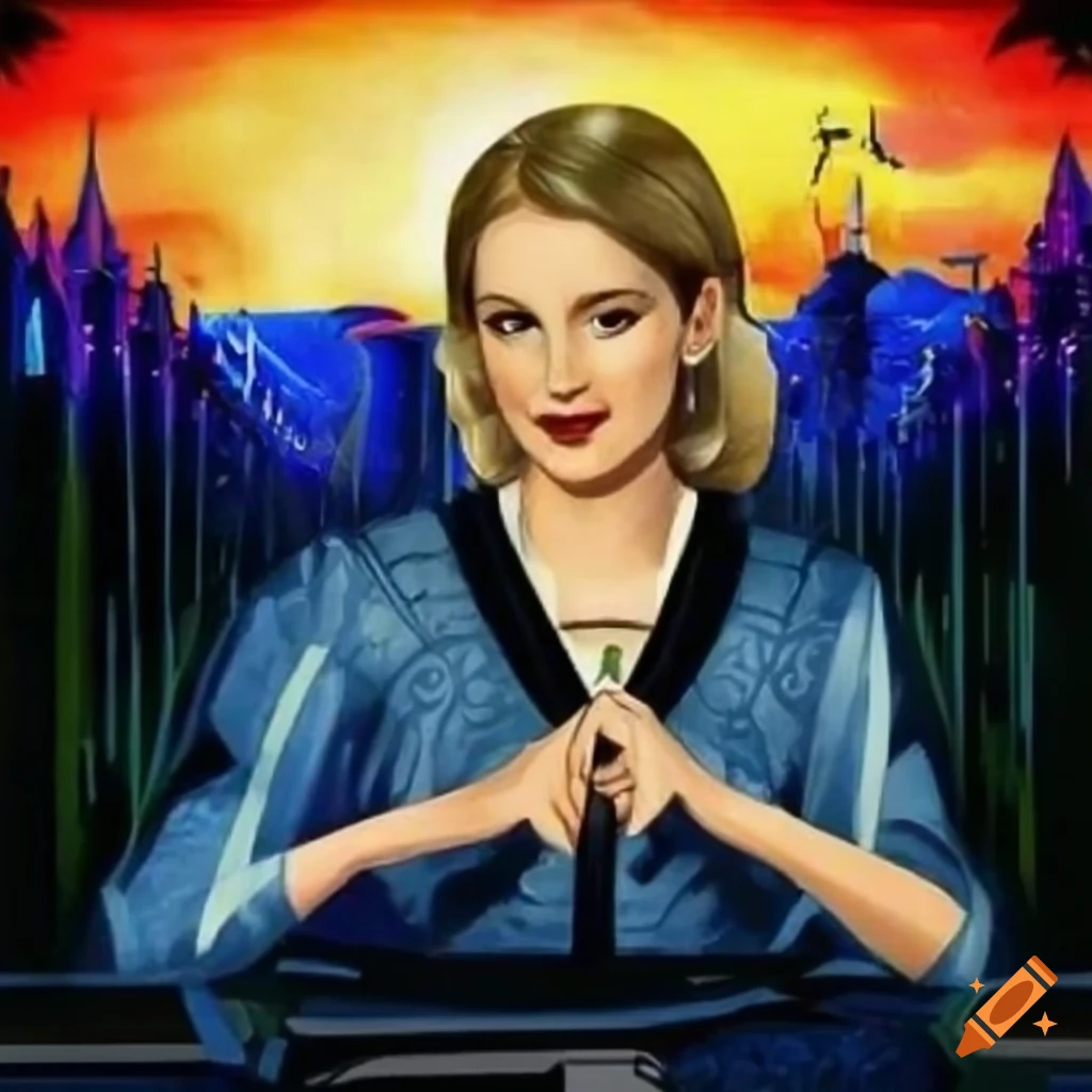 Art nouveau style poster of Judith Rakers presenting the Tagesschau on ...