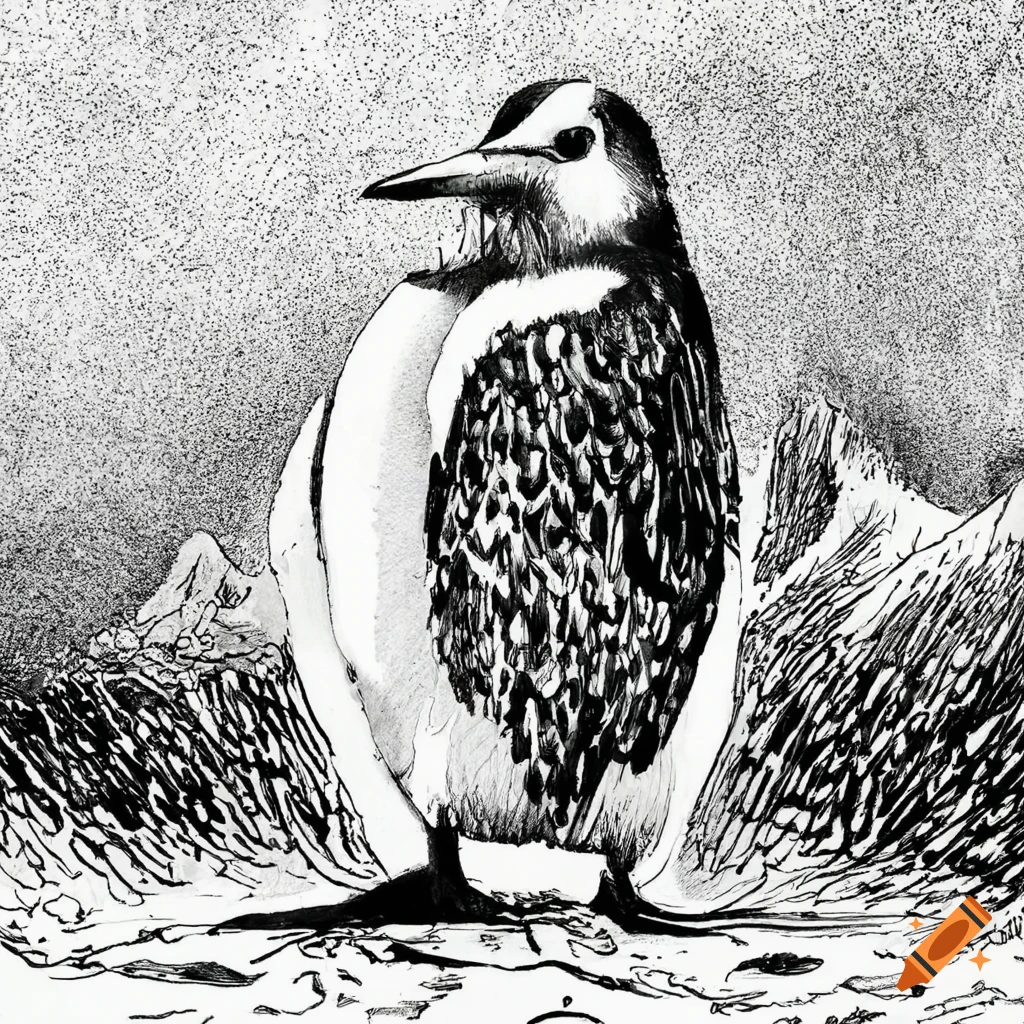 Ink drawing of antarctica on Craiyon