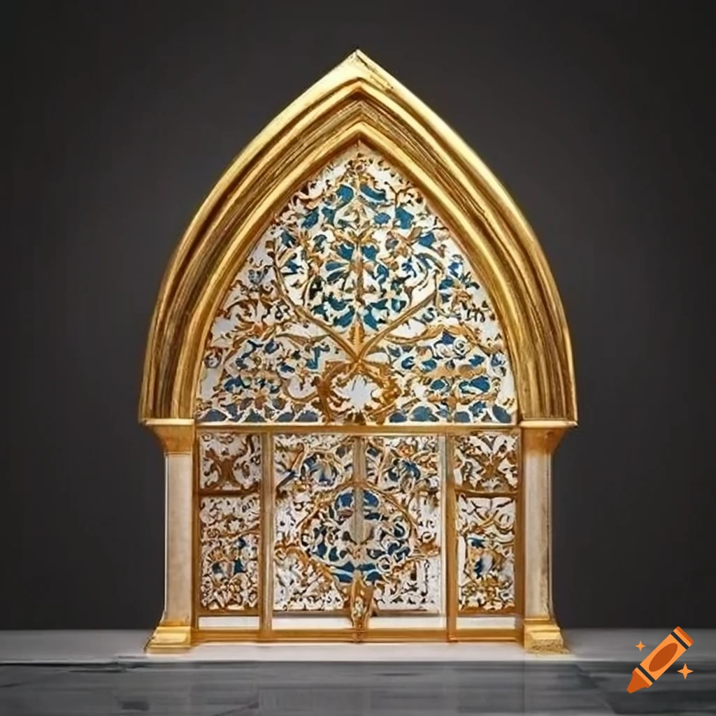 Golden marbled islamic art entrance altar