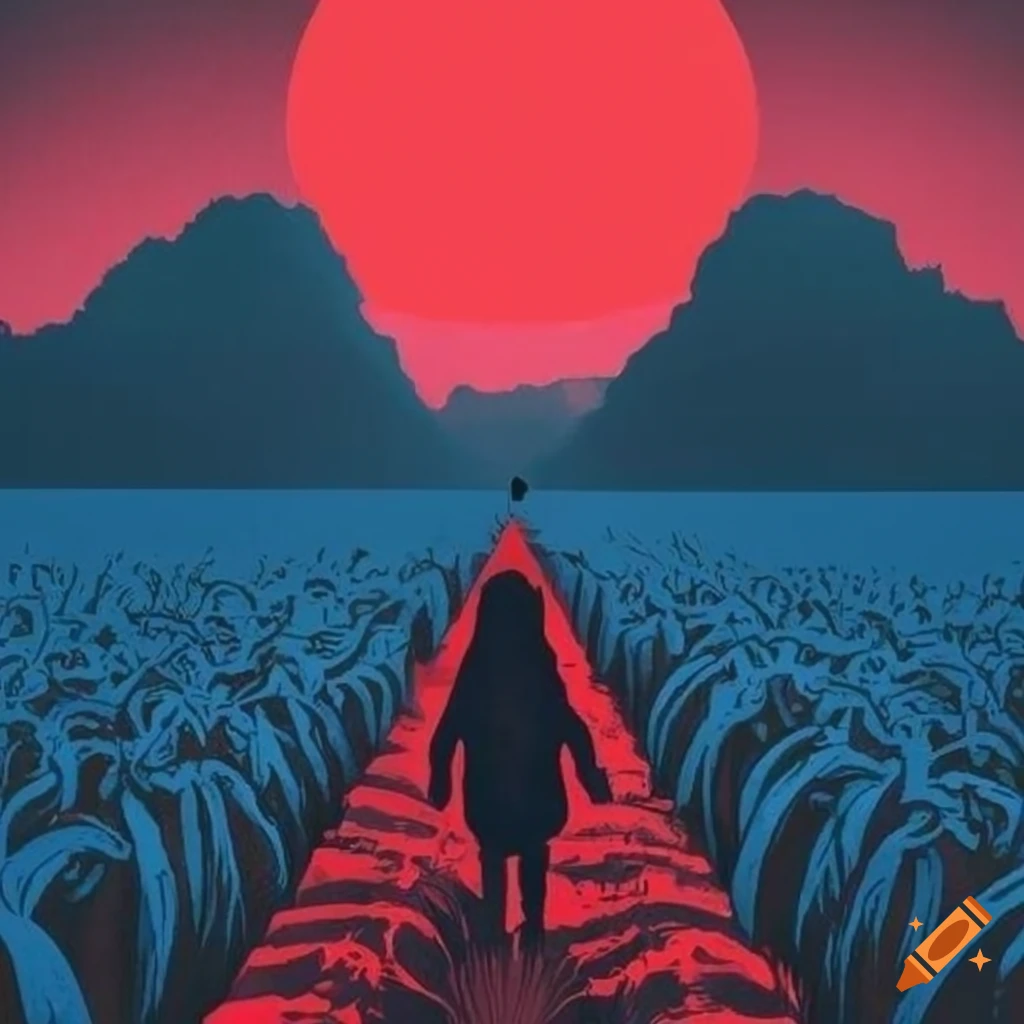 Minimalist psychedelic horror movie poster on Craiyon