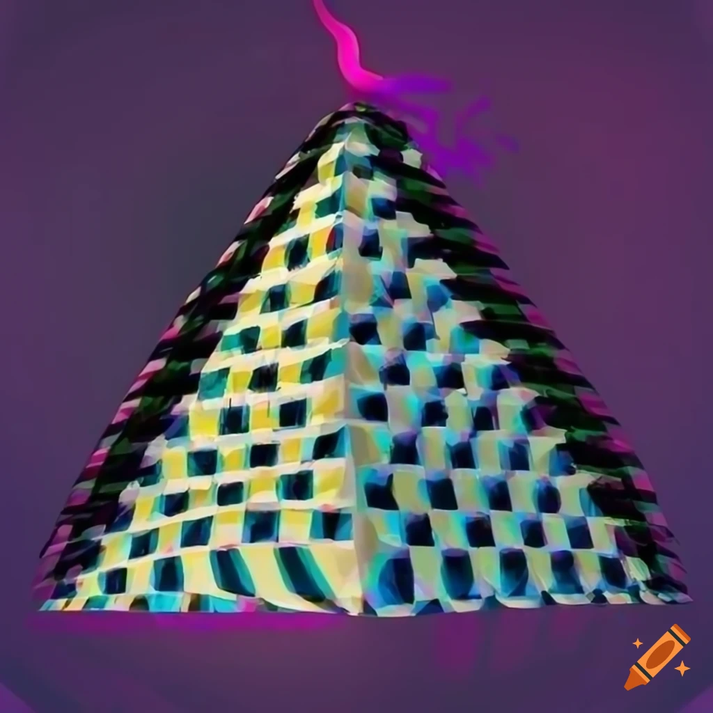 Abstract checker patterned pyramids on Craiyon