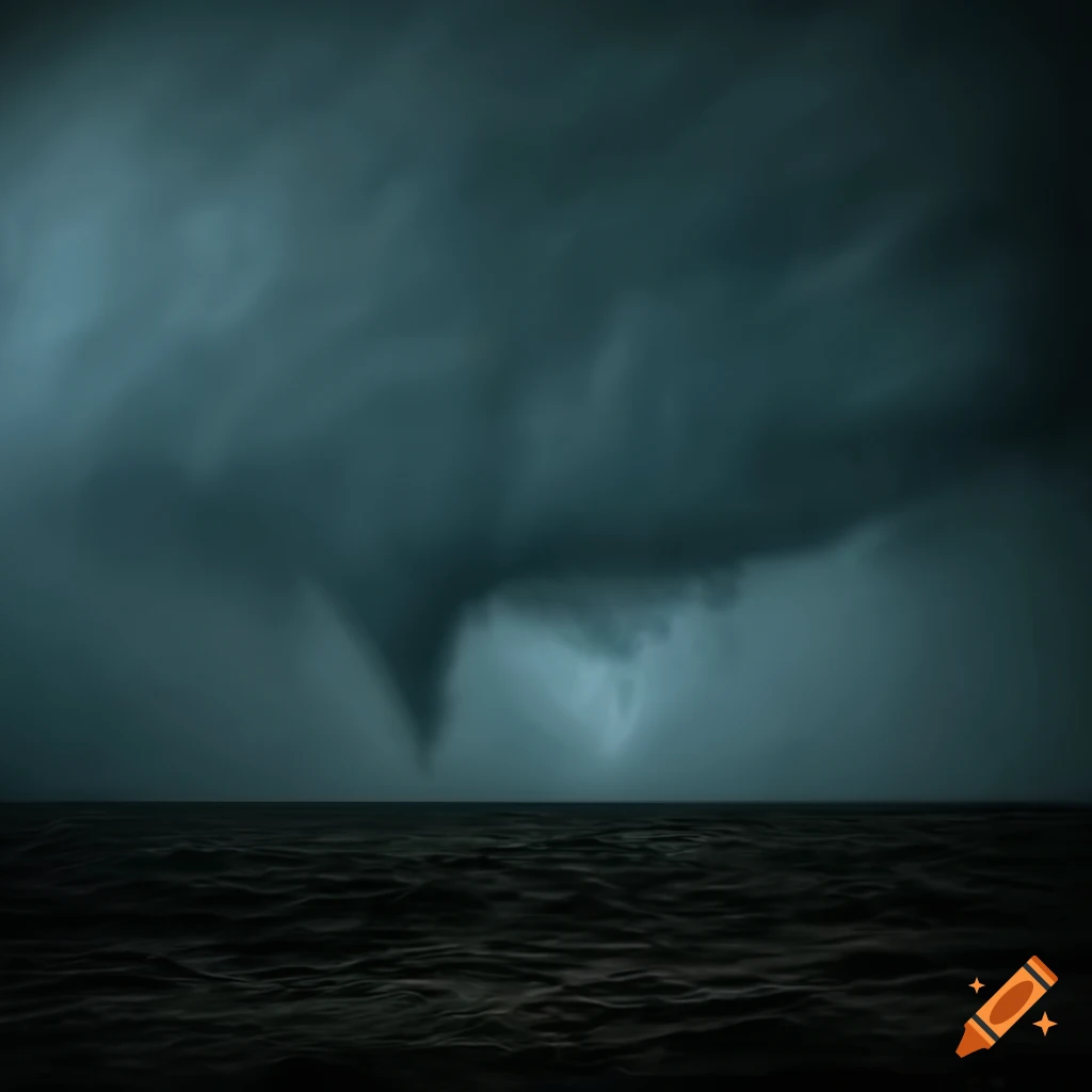 Giant cyclone over the ocean on Craiyon