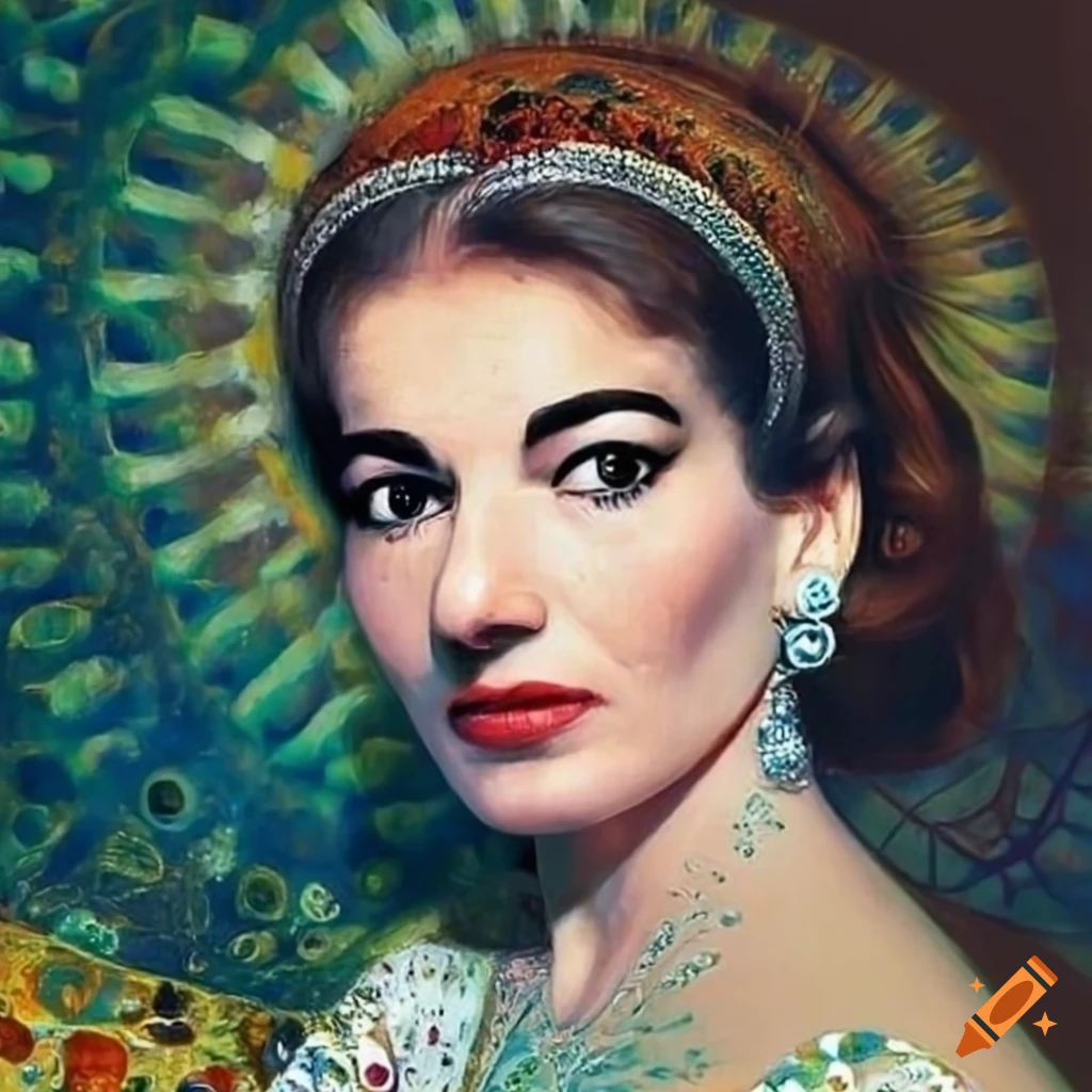 Album cover with maria callas in gustav klimt inspired art