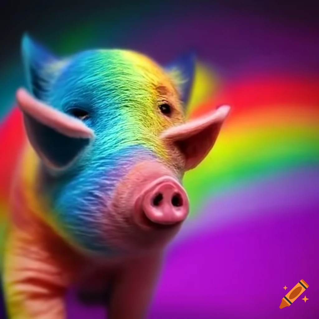 Illustration of a colorful pig on Craiyon