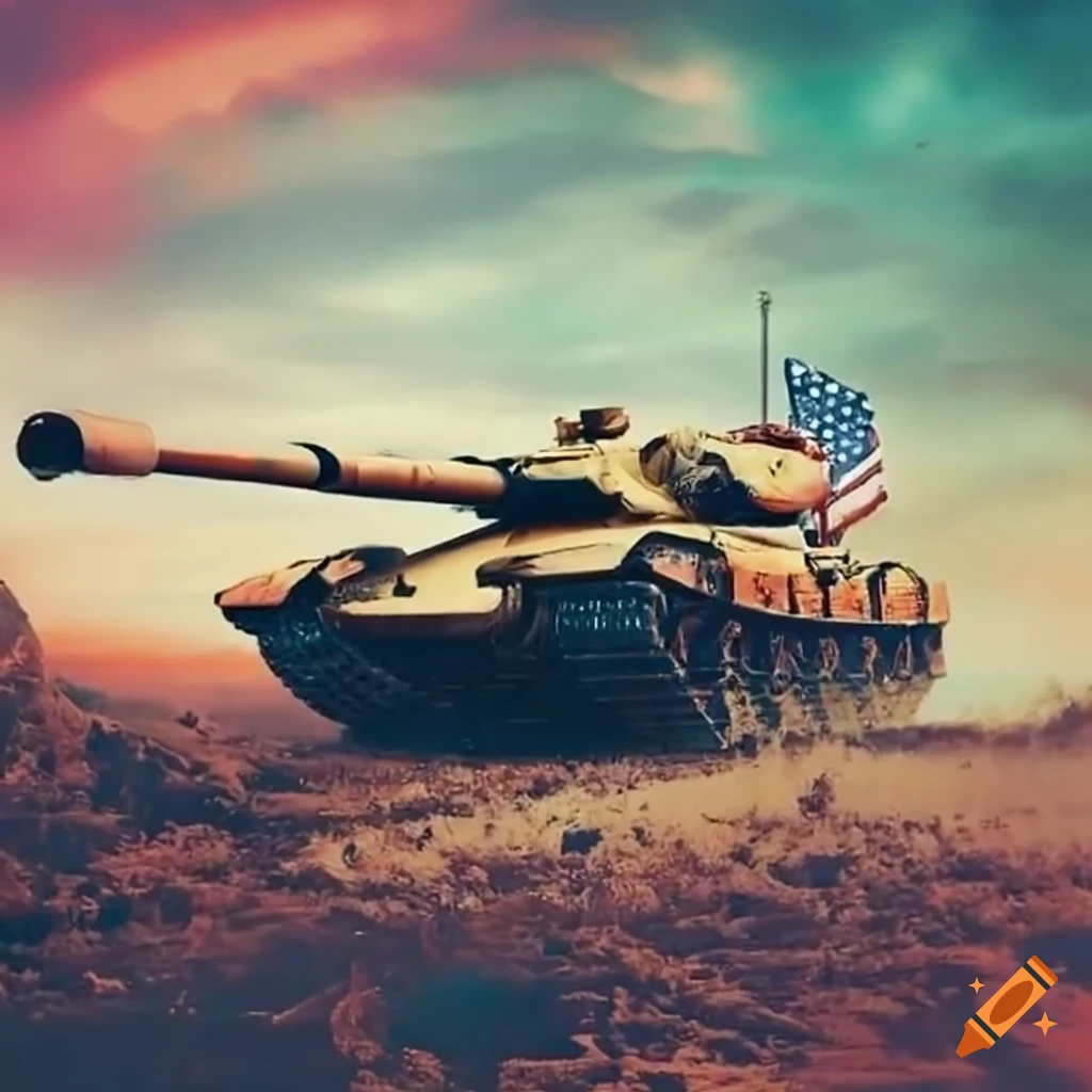 American flag on a powerful tank on Craiyon