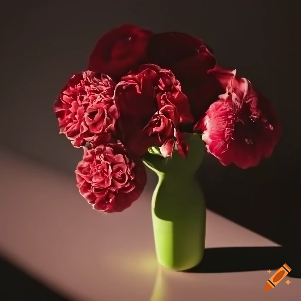 Colorful still life table arrangement with flowers and fruits