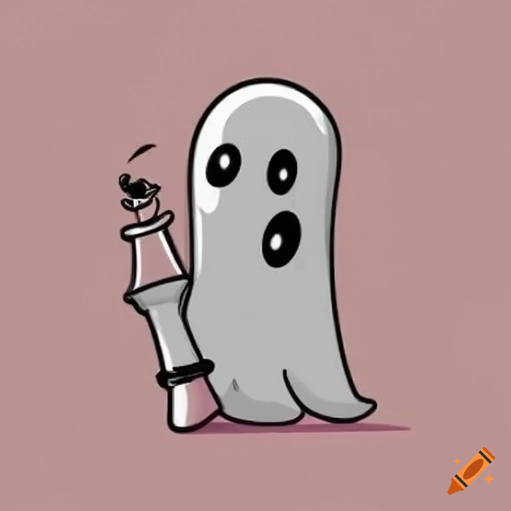 Black and white vector of a ghost smoking