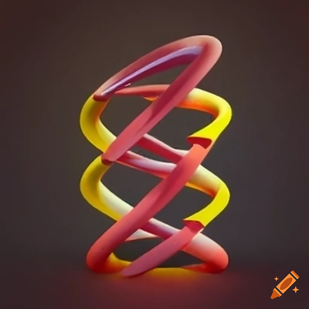 Red and yellow tetrahedra representing a chemical compound on Craiyon