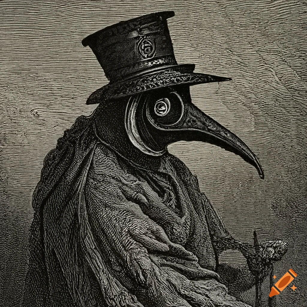 Engraving of a plague doctor by gustave dore on Craiyon