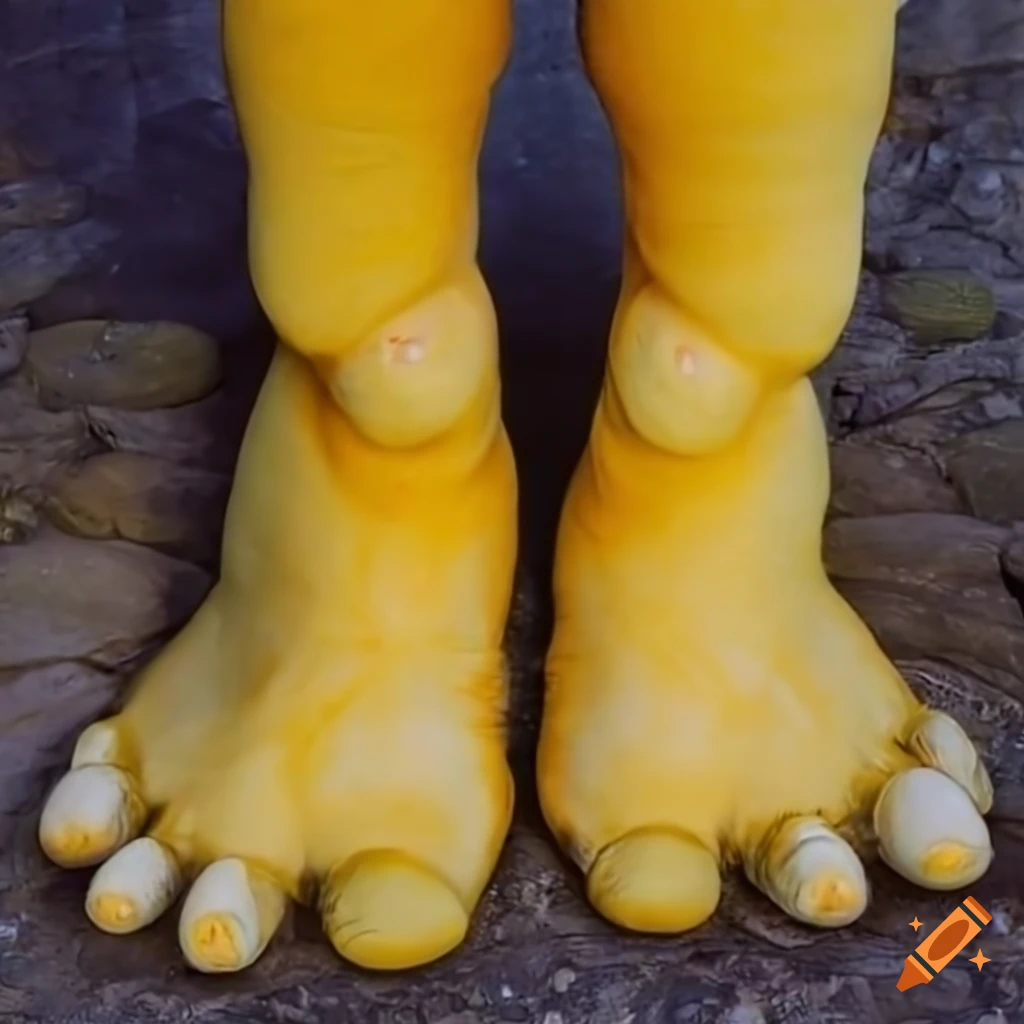 Close-up of winnie the pooh's yellow bear feet on Craiyon