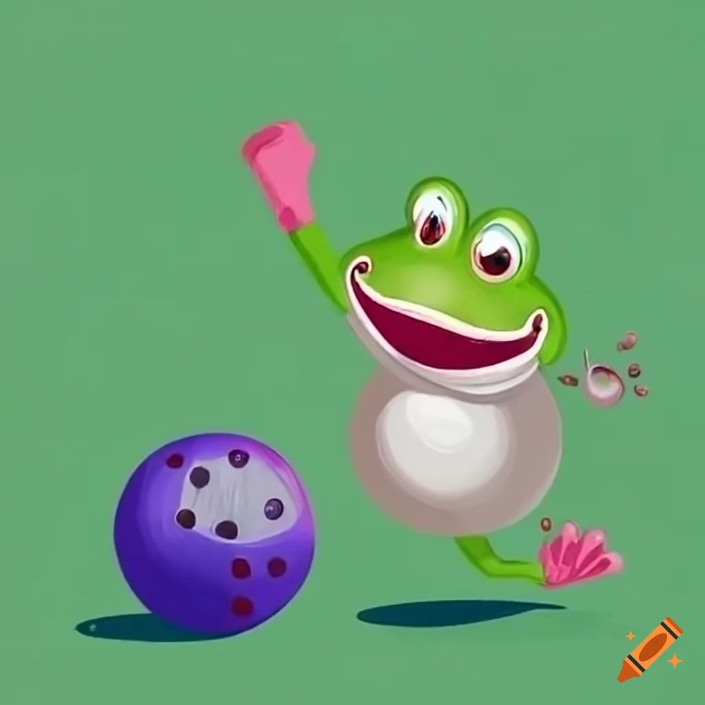 Funny image of a frog bowling on Craiyon