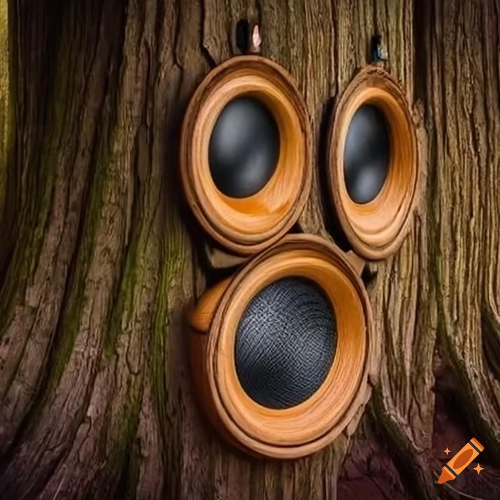 Wooden subwoofers built into trees