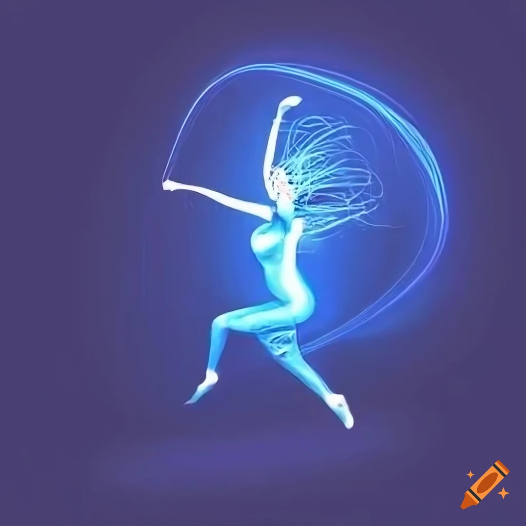 Abstract person dancing in dark colors on Craiyon
