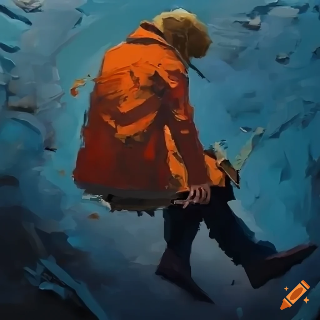Painting of a man falling off a bridge on Craiyon