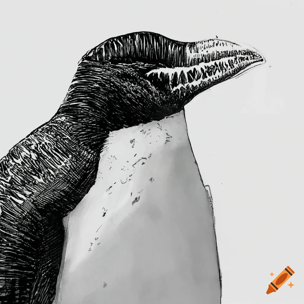 Black and white ink drawing of antarctica on Craiyon