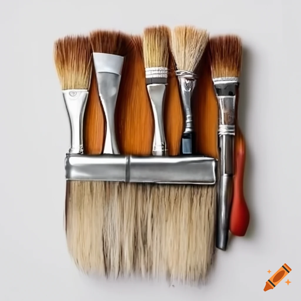 Photo-realistic image of large damaged paintbrushes on Craiyon
