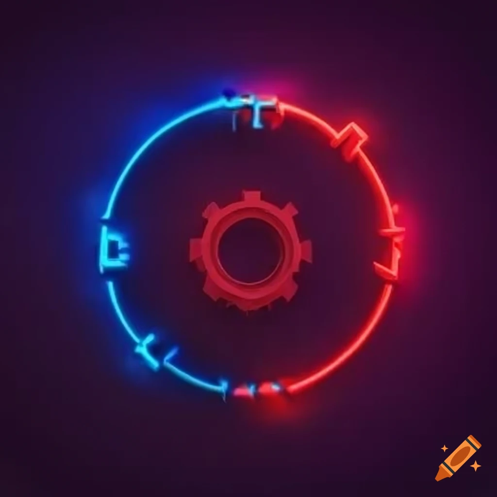 Minimalist neon gear cog logo on Craiyon