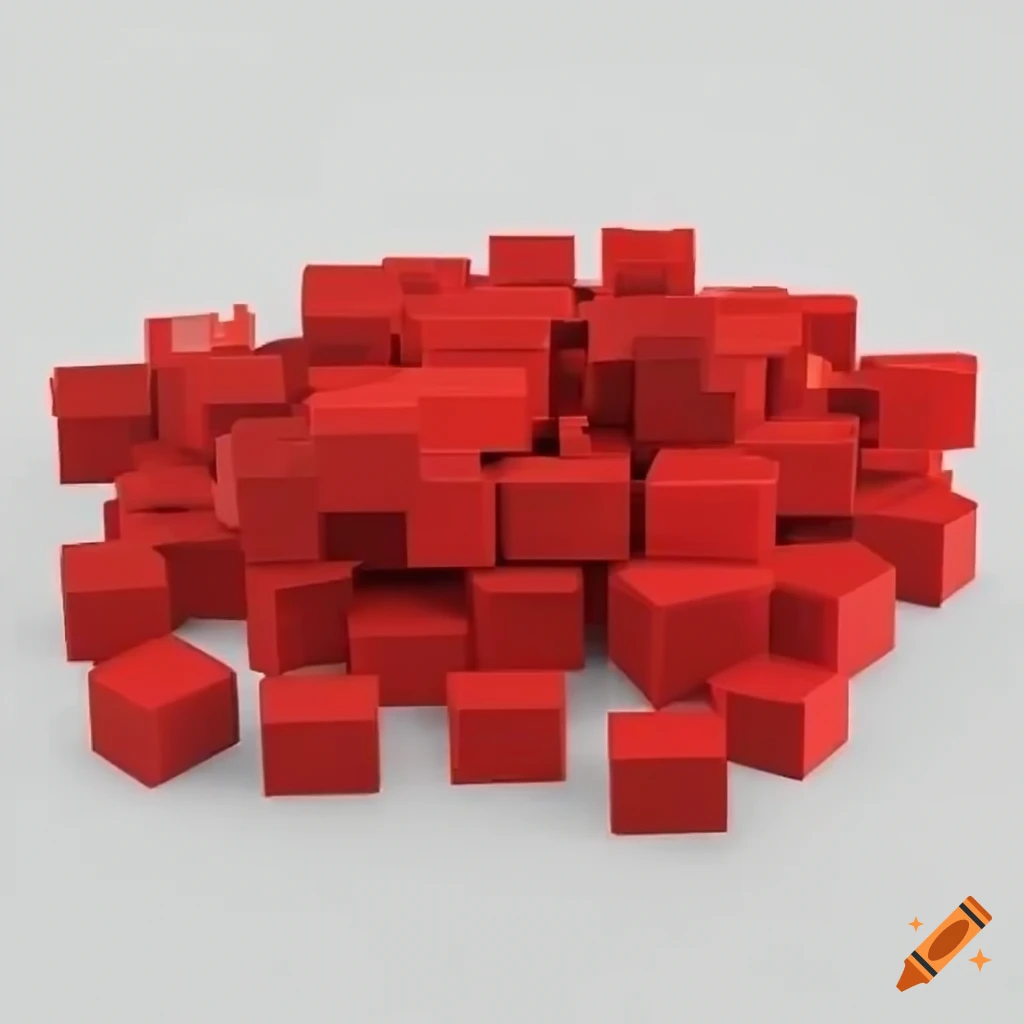Red blocks on white background on Craiyon