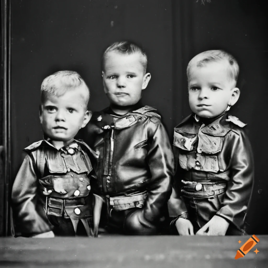 Vintage photograph of three boys in constable uniforms on Craiyon