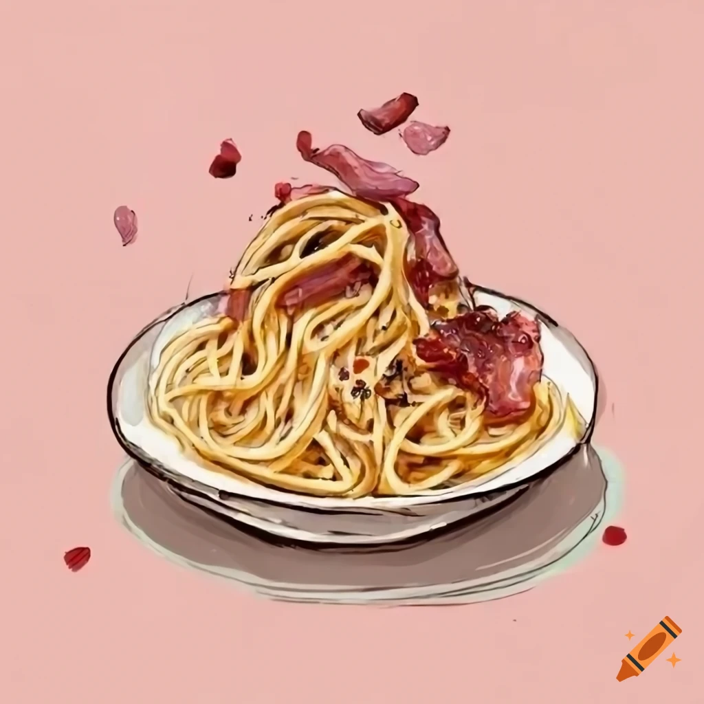 Fashion print with spaghetti carbonara on Craiyon