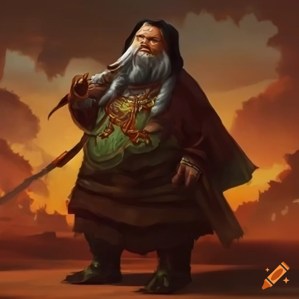 Fantasy artwork of an Asian dwarf in ancient Chinese clothing on Craiyon