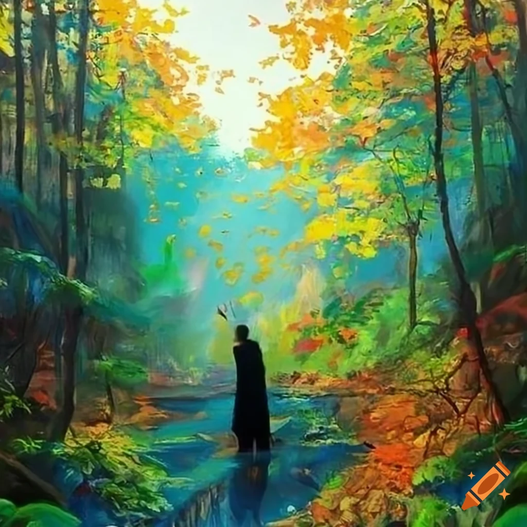 Artwork depicting the bond between humans and nature on Craiyon