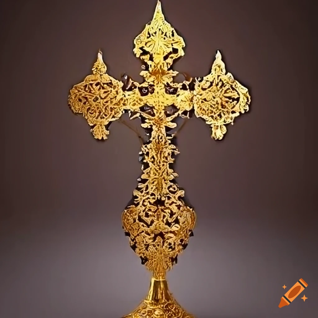 Golden rococo holy cross on Craiyon