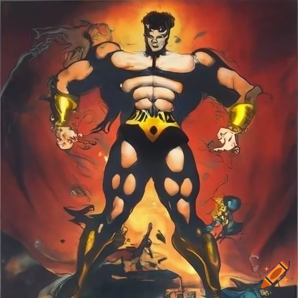 Illustration of hercules superhero in a lightning club