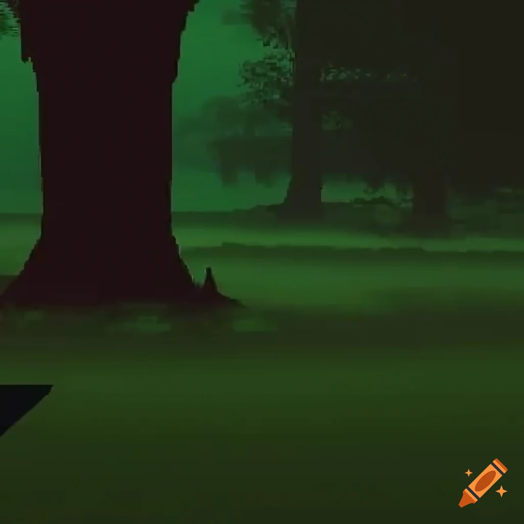 Screenshot of a dark green swamp in retro video game