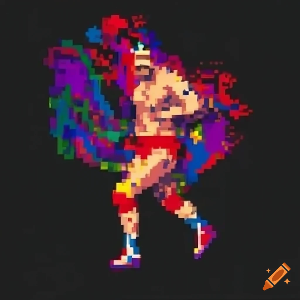 Pixelated wrestling battles on Craiyon