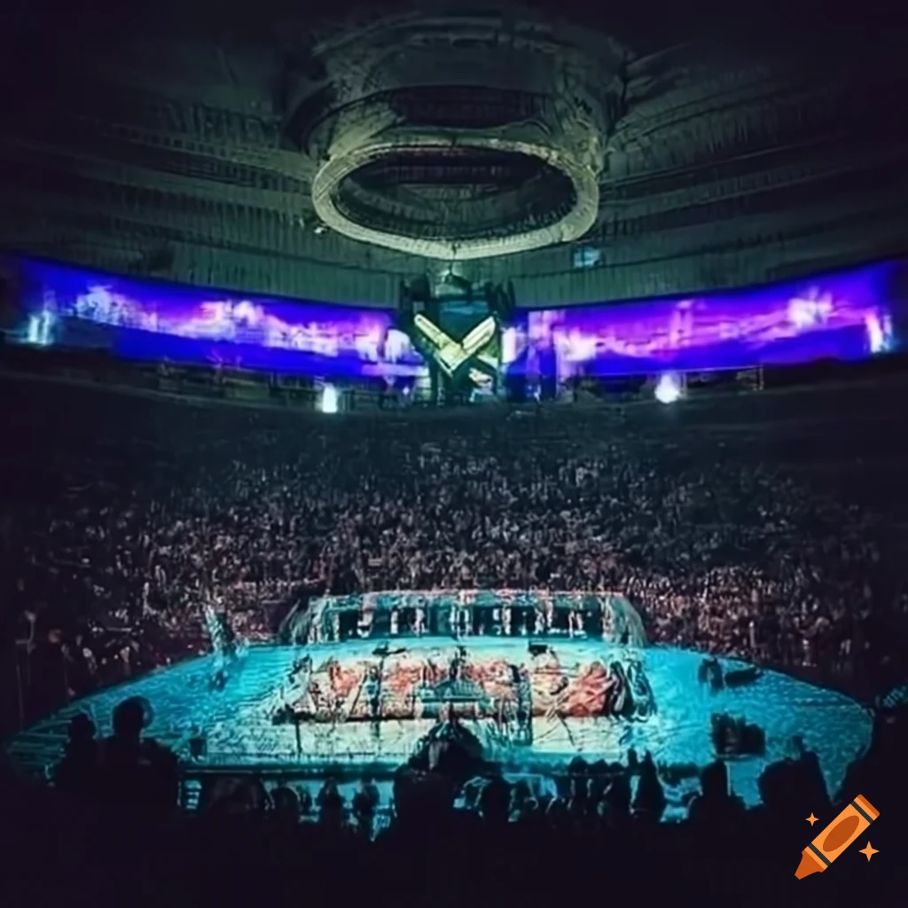 Collection of iconic wrestling arenas on Craiyon