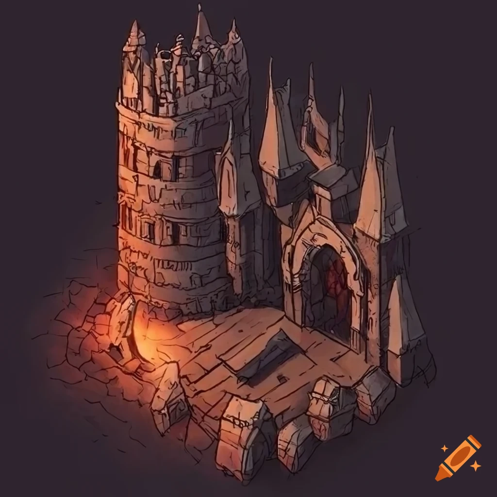 Isometric dnd map of a treacherous gothic dungeon on Craiyon