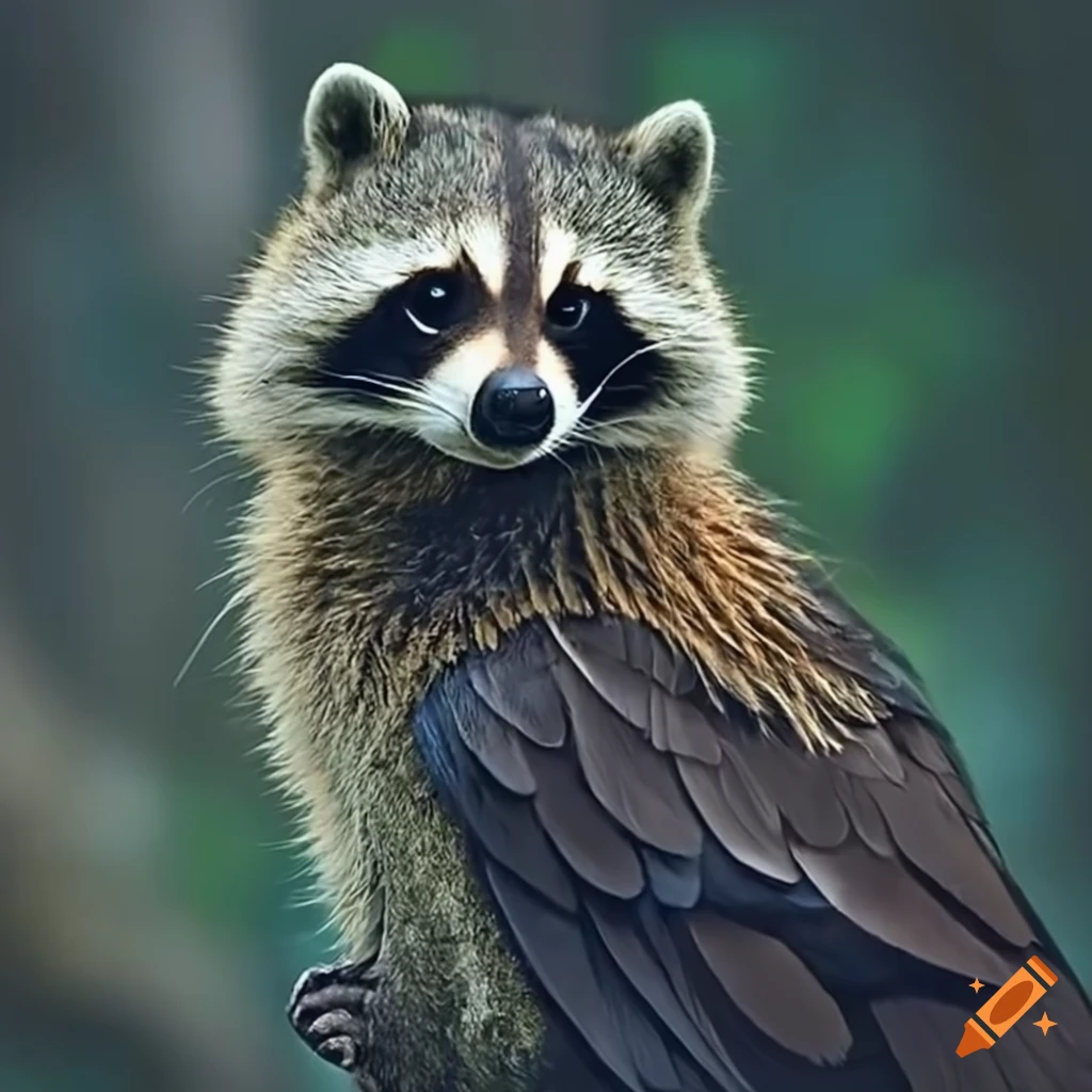 Image of a mysterious crow-raccoon hybrid on Craiyon