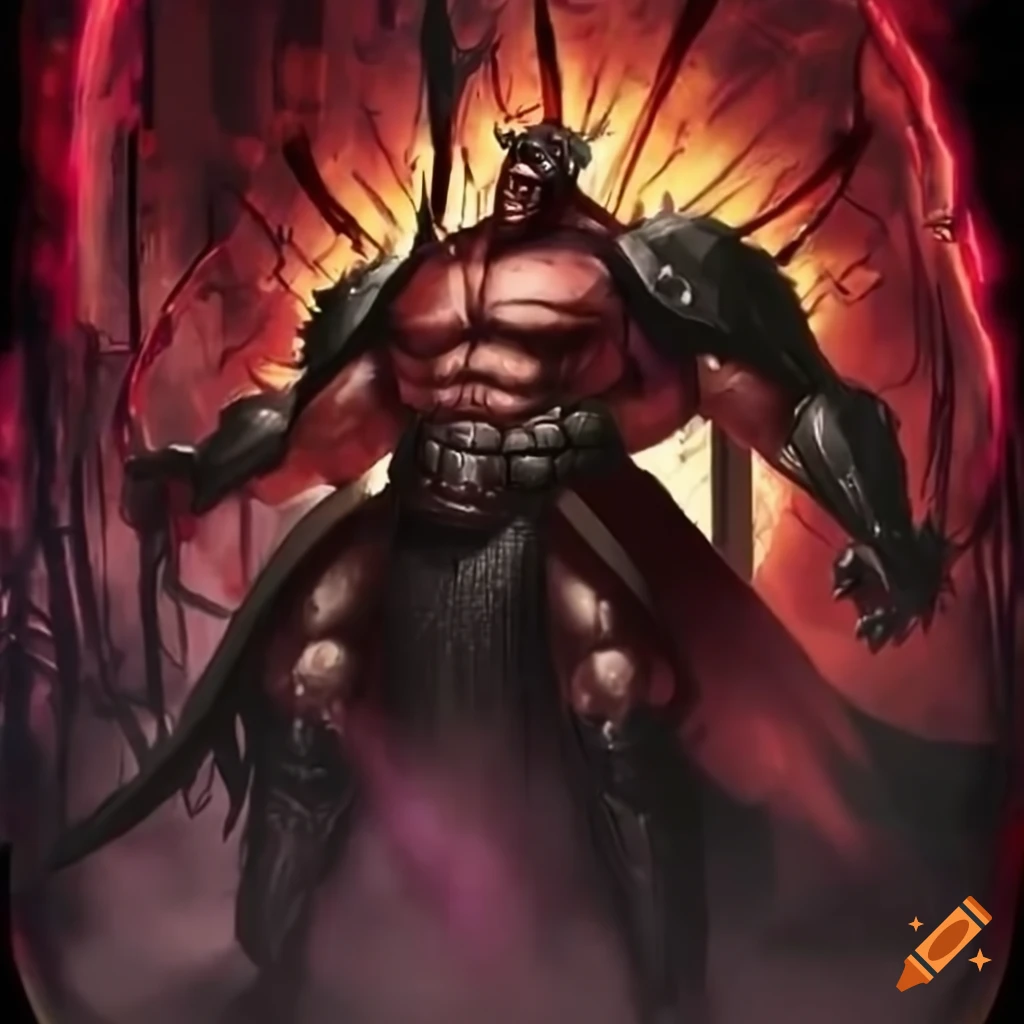 Artwork of trigon fusion shenron as black imperial praetorian guard with sword