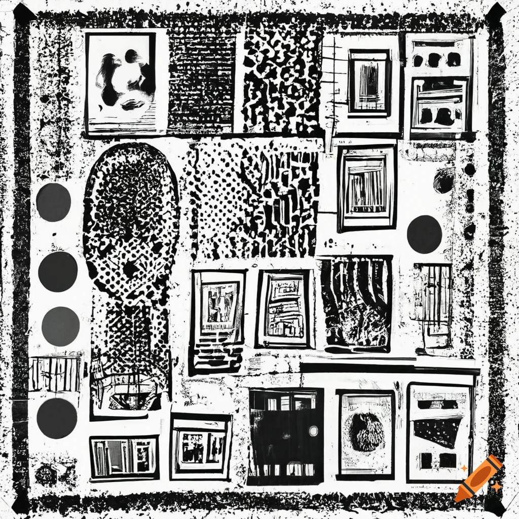 Pen and ink drawing of 1 4x2 rectangle with horizontal lines on Craiyon