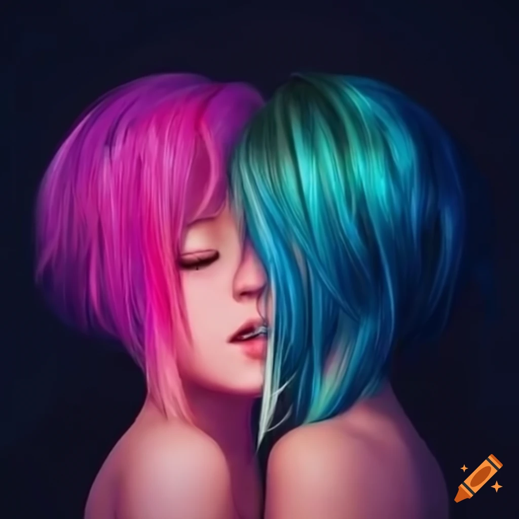 Two best friends with colorful hair