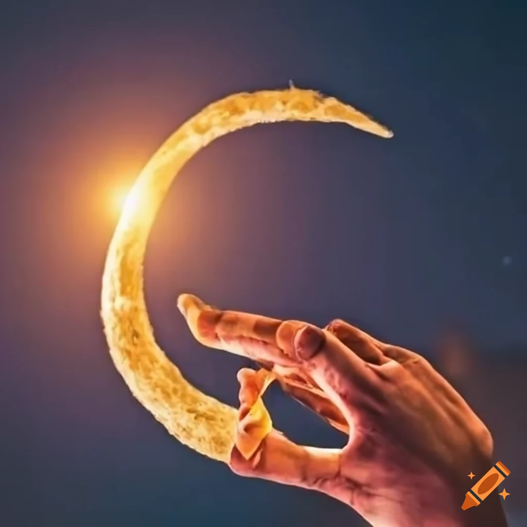 Hands creating a moon and crescent shape on Craiyon